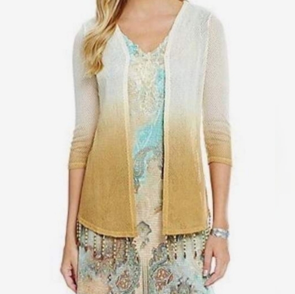 Reba | Sweaters | Reba Crochet Fringe Open Front Cardiganwood Beads ...